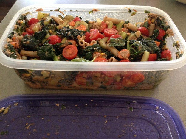 Vegetables in pasta and juice – Hungry Hungry Hippie