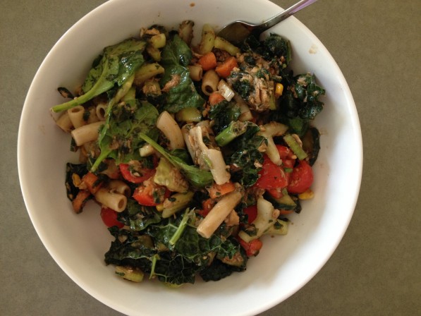 Vegetables in pasta and juice – Hungry Hungry Hippie