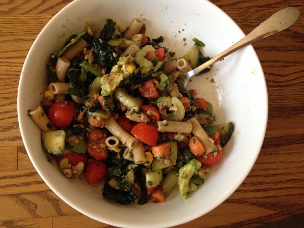 Vegetables in pasta and juice – Hungry Hungry Hippie